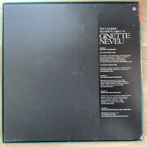 Ginette Neveu ‎– The Complete Recorded Legacy Of, UK EMI RLS 739 4xLP ...